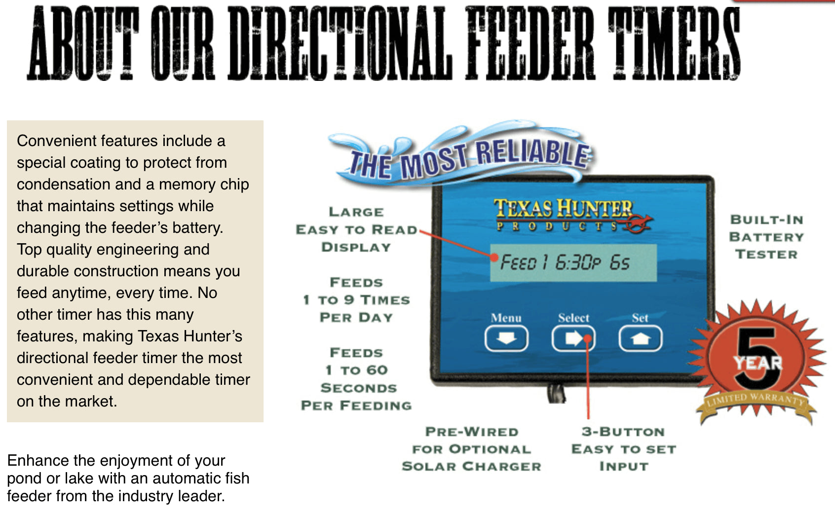Texas Hunter Digital Timer | Directional Fish Feeder Timer – Outdoors ...